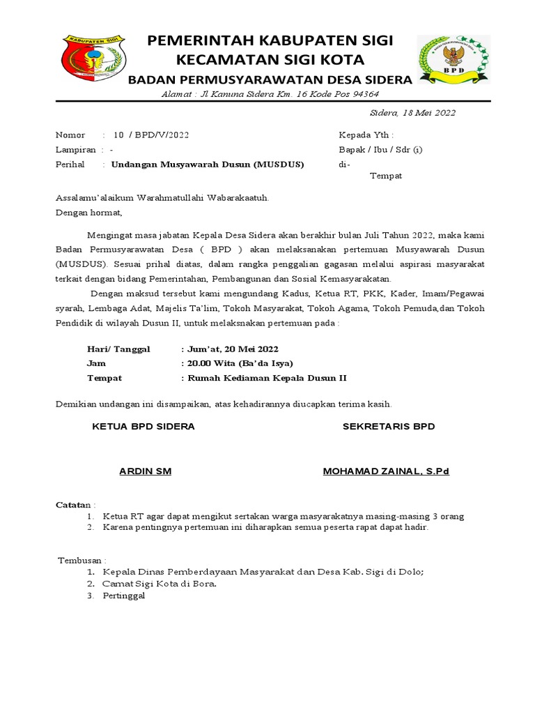 Undangan MUSDUS | PDF