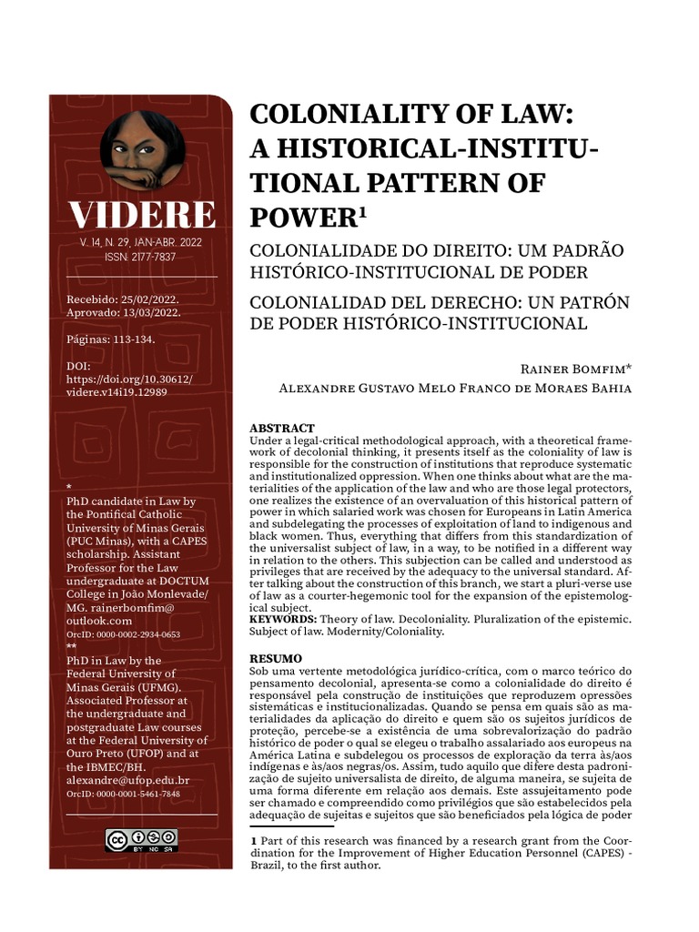 Coloniality of Law - A Historical-Institutional Pattern of Power | PDF ...