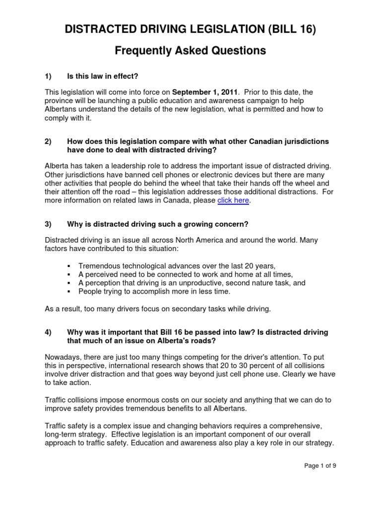 Distracted Driving Faq | PDF | Traffic Ticket | Driving