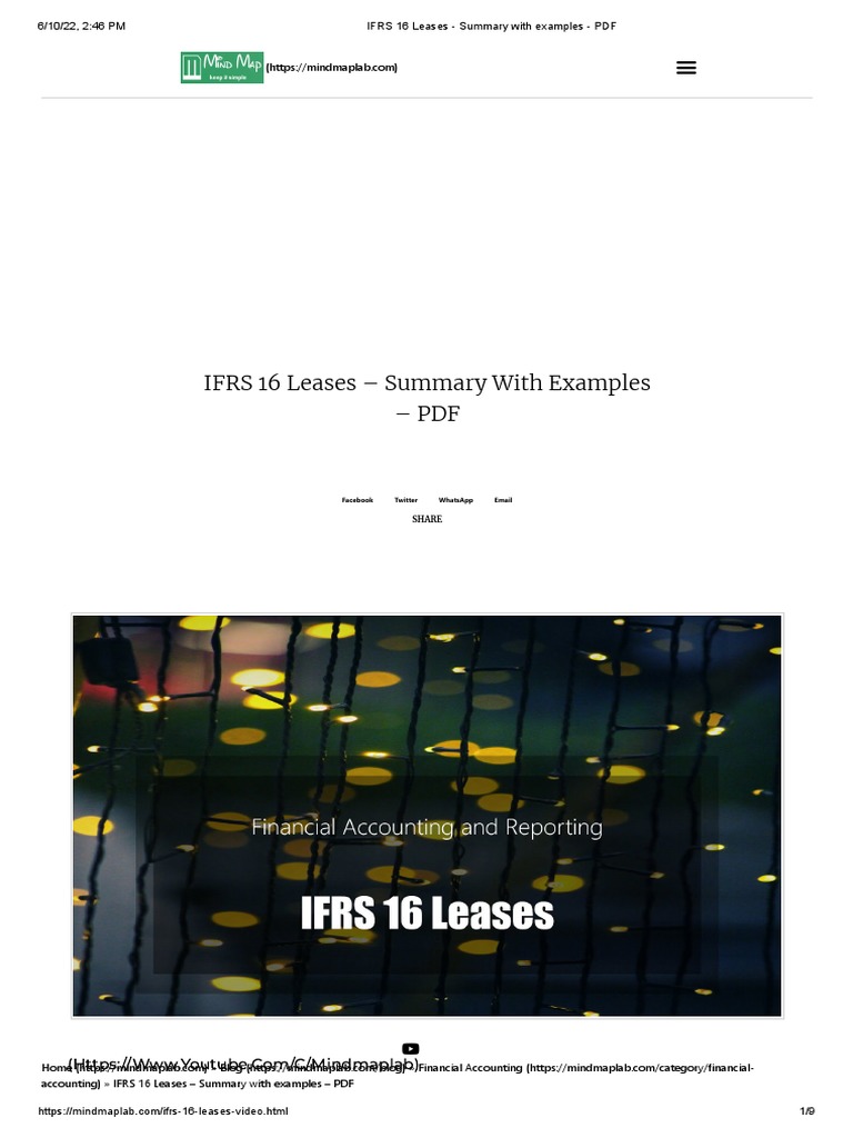 IFRS 16 Leases - Summary With Examples PDF | PDF | International ...