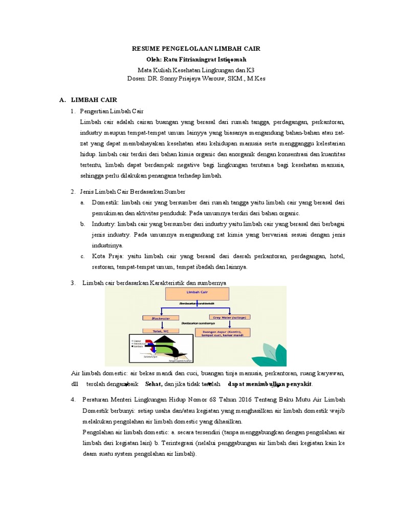 Resume Pengelolaan Limbah Cair | PDF | Griya & Taman | Sains & Matematika