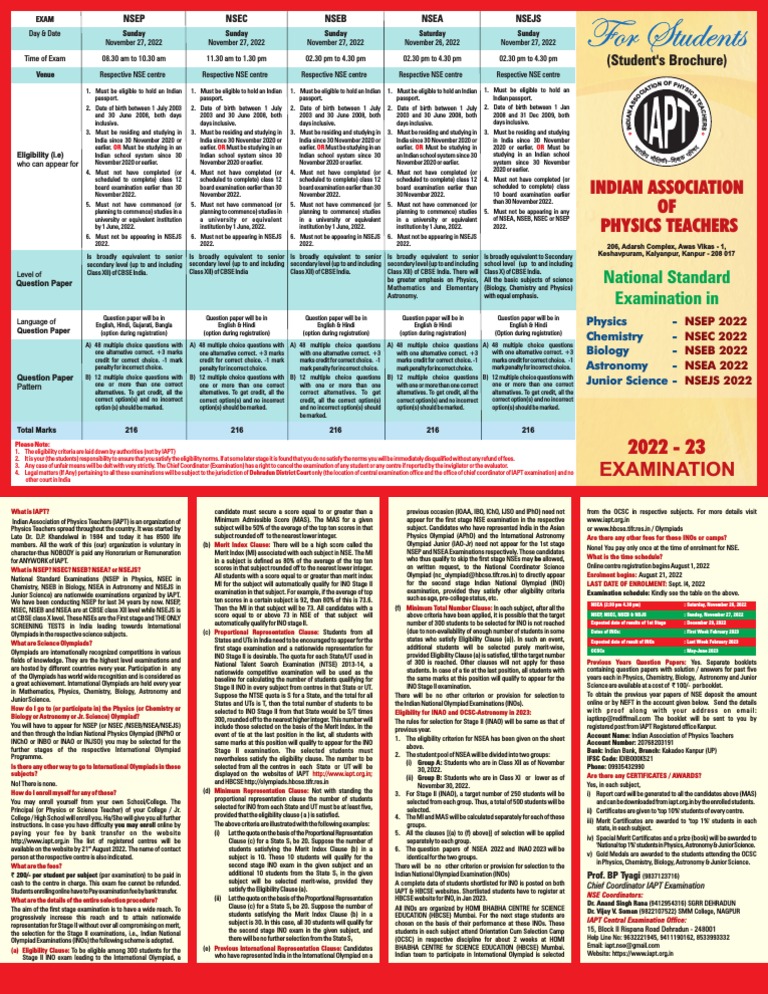 Schedule and eligibility criteria for the National Standard ...