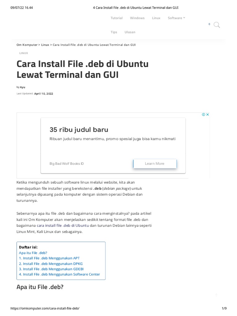 4 Cara Install File .Deb Di Ubuntu Lewat Terminal Dan GUI | PDF