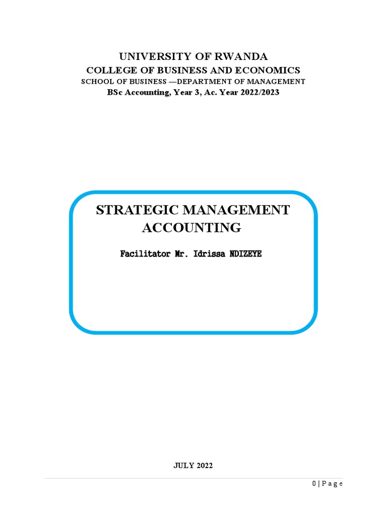 SMA Notes All Chapter | PDF | Management Accounting | Strategic Management