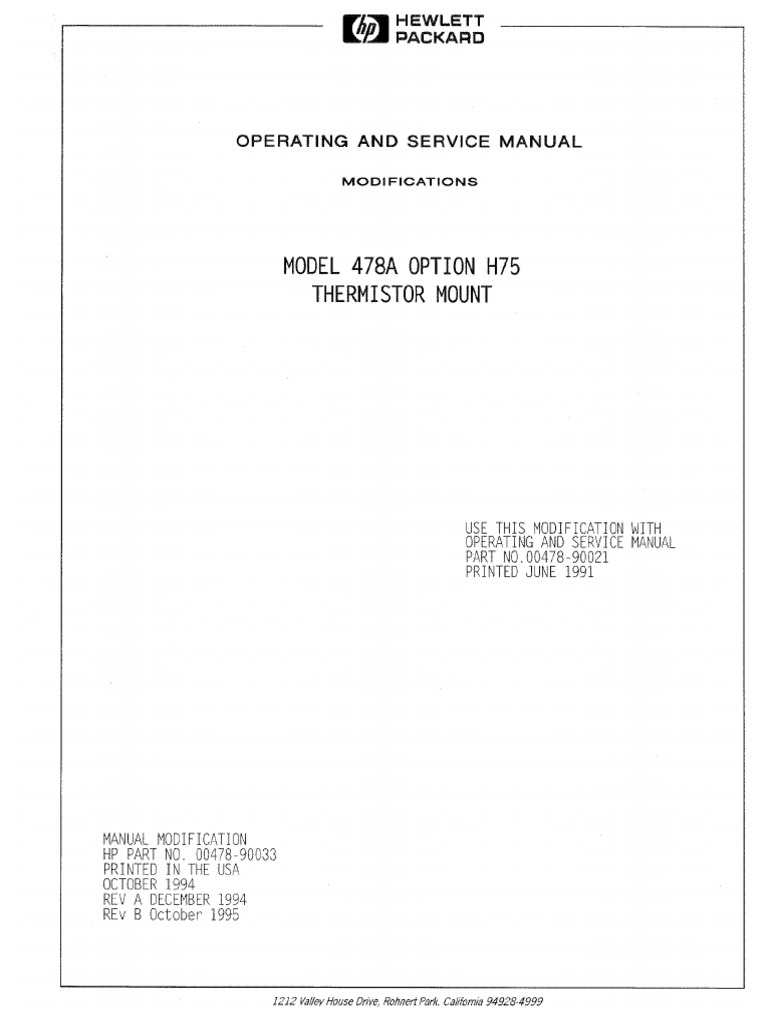 HP 478A-H75 Operating & Service | PDF