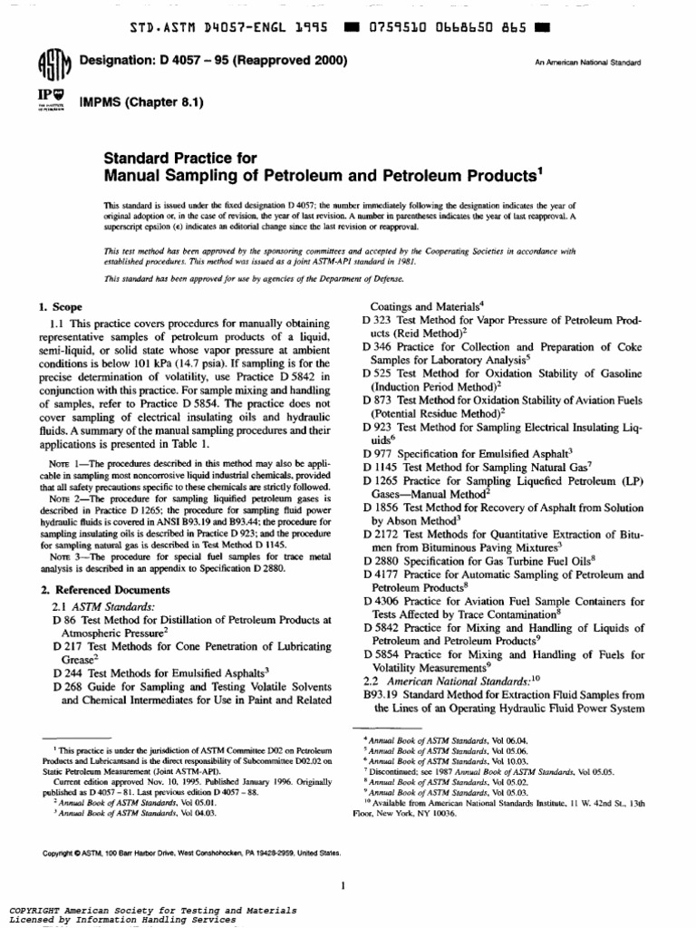 Astm D4057 | PDF | Petroleum | Water