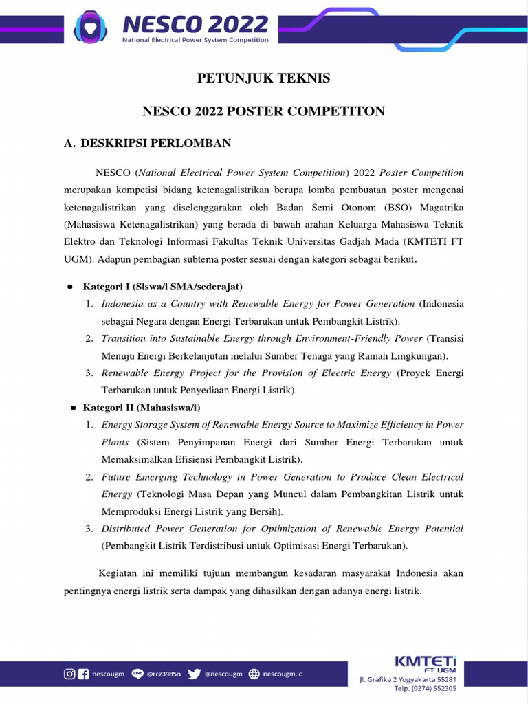 PANDUAN LENGKAP PELAKSANAAN KOMPETISI POSTER NESCO 2022 | PDF