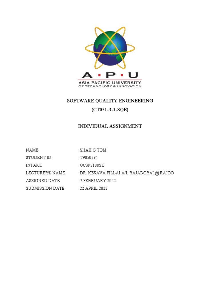 Software Quality Engineering (CT051-3-3-SQE) Individual Assignment | PDF | Usability | Scrum ...
