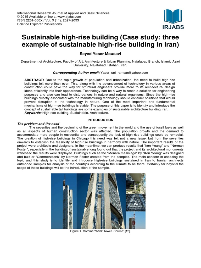 Sustainable High-Rise Building (Case Study: Three Example of ...