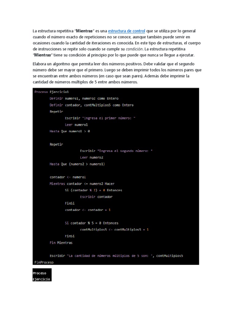 La Estructura Repetitiva While | PDF | Algoritmos | Matemáticas Aplicadas
