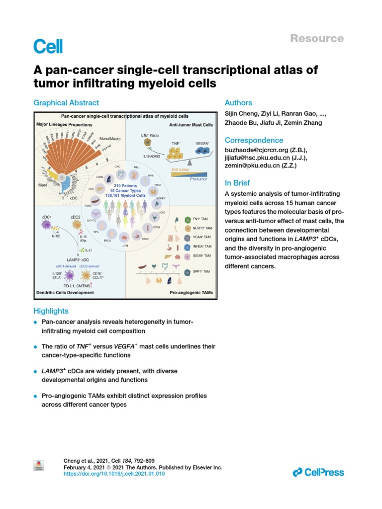 A Pan-Cancer Single-Cell Transcriptional Atlas of Tumor Infiltrating ...
