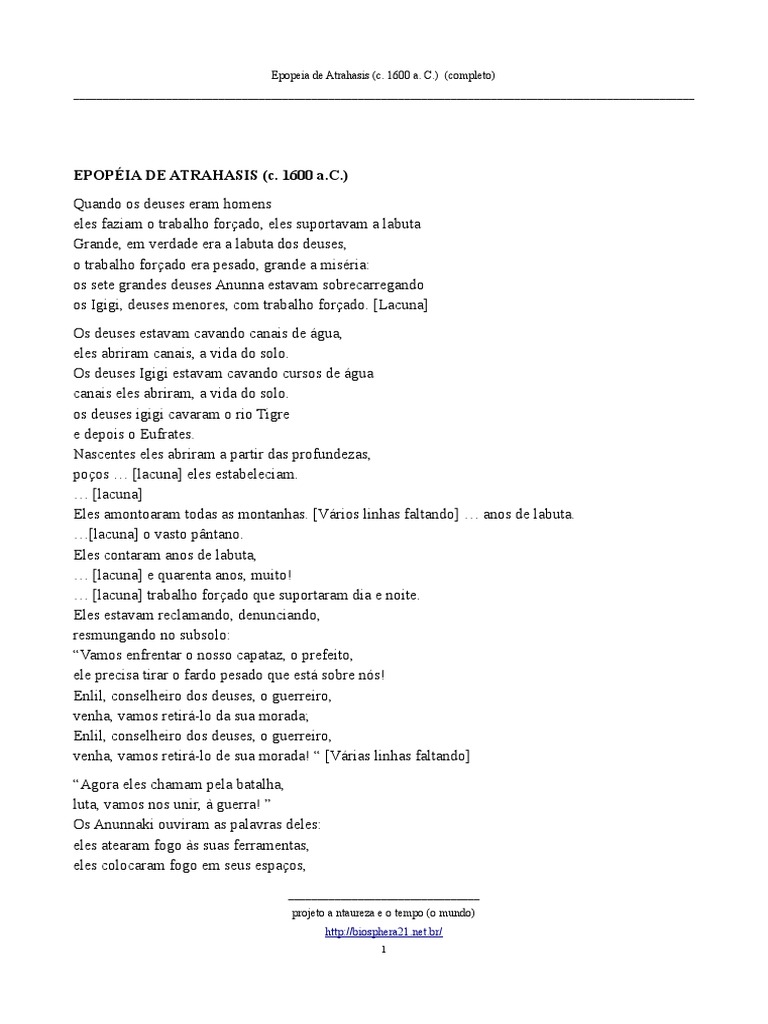 1600ac EPOPEIAATRAHASIS | PDF | Babilônia | Assíria