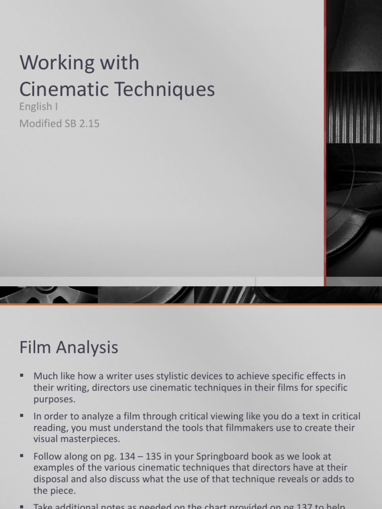 Cinematic Techniques Powerpoint | PDF | Camera