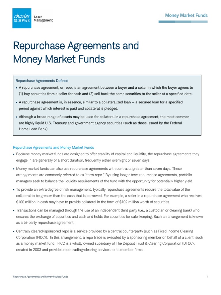 Repurchase Agreements and Money Market Funds | PDF | Repurchase ...