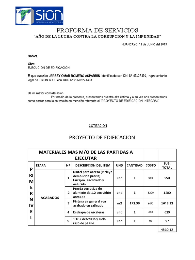 Proforma Sra Edma | PDF | Materiales de construcción | Ingeniero civil