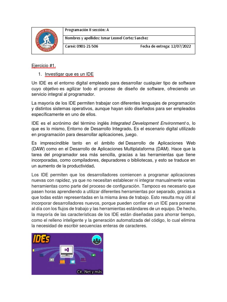 Ej#1 0901 21 506 | PDF | Java (lenguaje de programación) | Entorno de ...