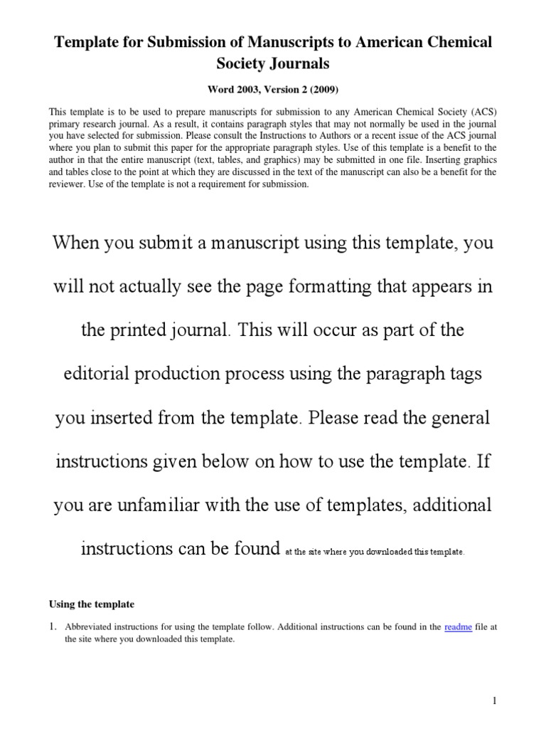 Template For Electronic Submission To ACS Journals | PDF | Abstract ...