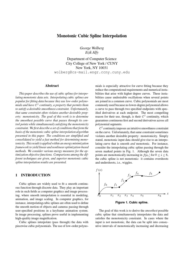 Monotonic Cubic Spline Interpolation Pdf Spline Mathematics Interpolation