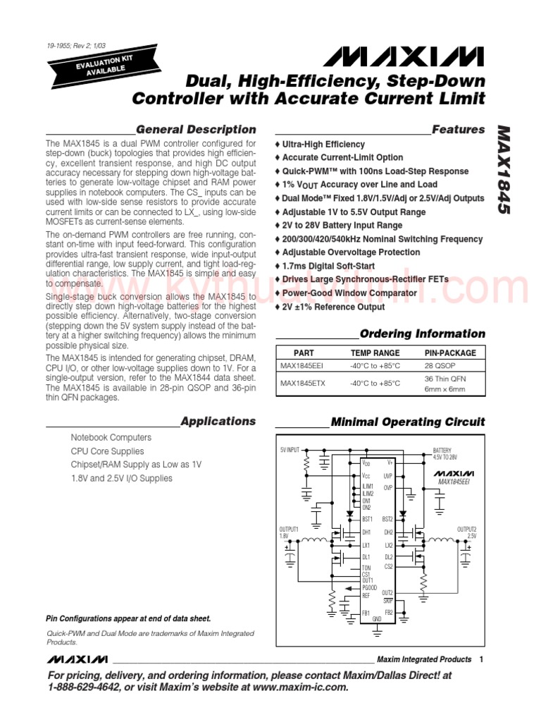 Dual, High-Efficiency, Step-Down Controller With Accurate Current Limit ...