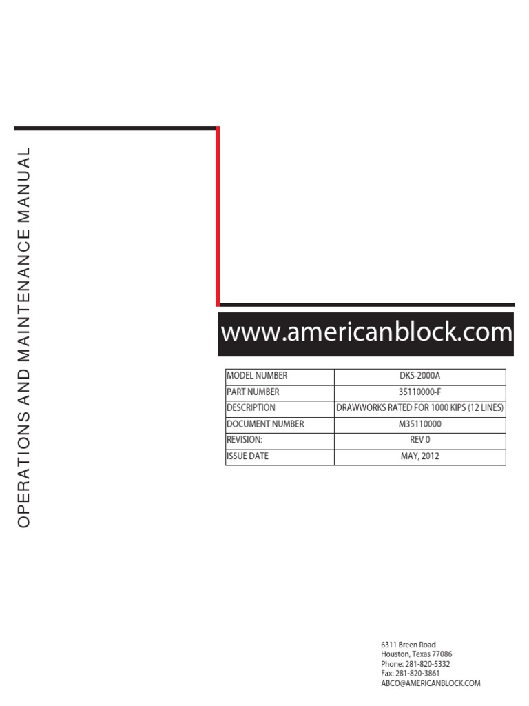 MANUAL DE OPERACIÓN Y MANTENIMIENTO American Block DKS-2000 | PDF ...