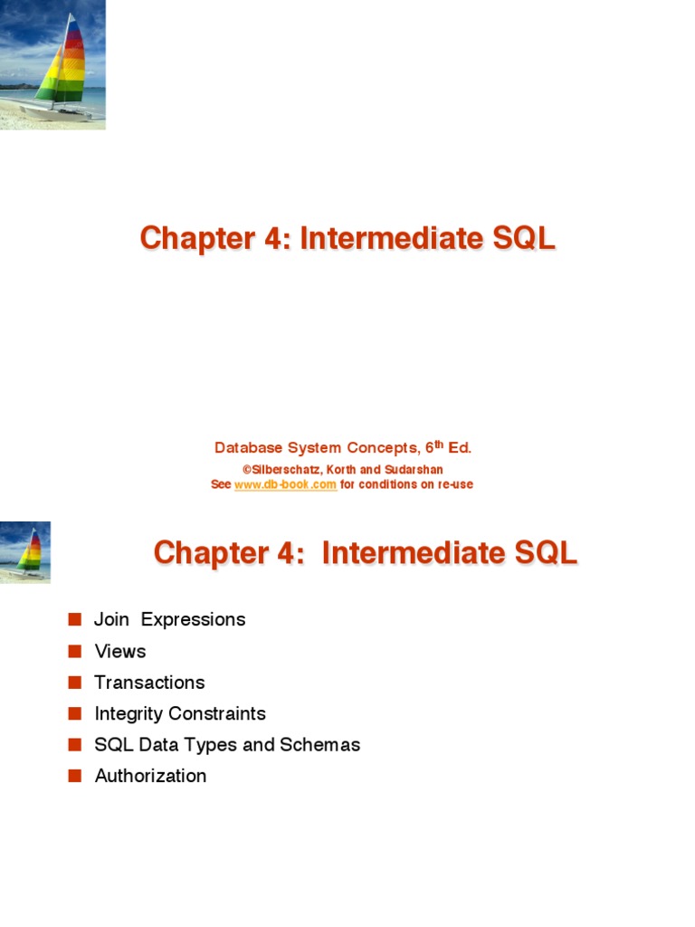 Chapter 4: Intermediate SQL: Database System Concepts, 6 Ed | Download Free PDF | Database Index ...