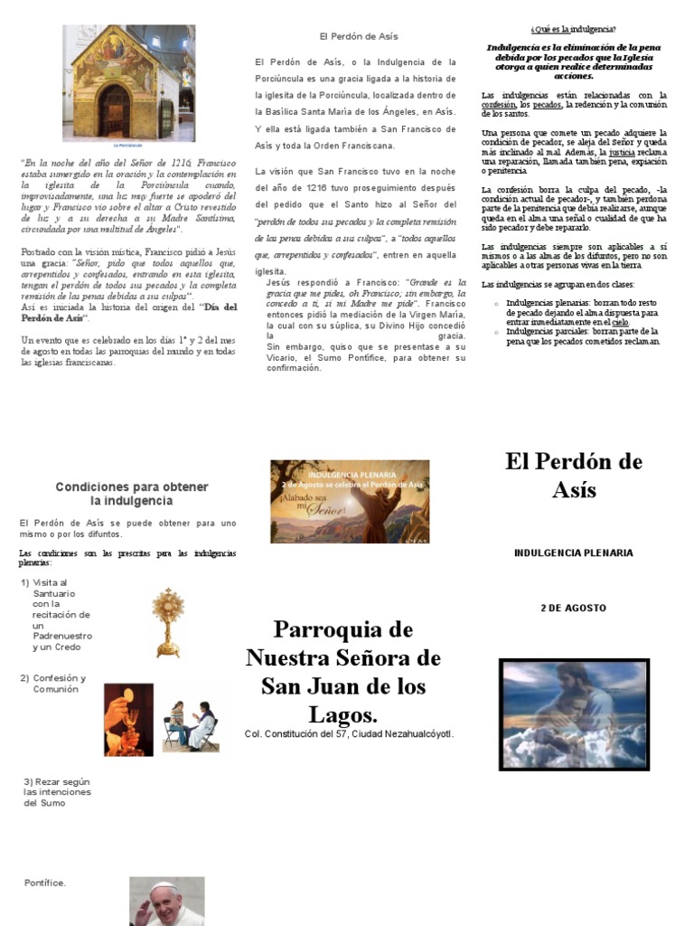 Triptico Perdon de Asis 2022 | PDF | Indulgencia | Perdón