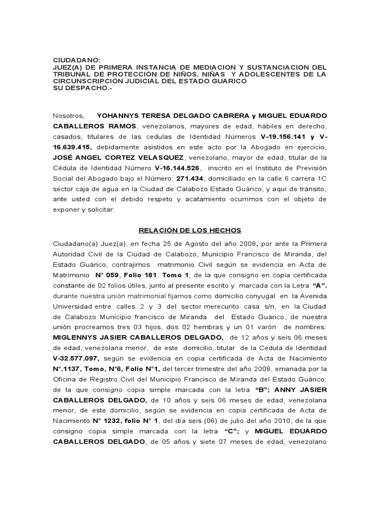 Modelo Divorcio Mutuo Acuerdo | PDF | Divorcio | Gobierno