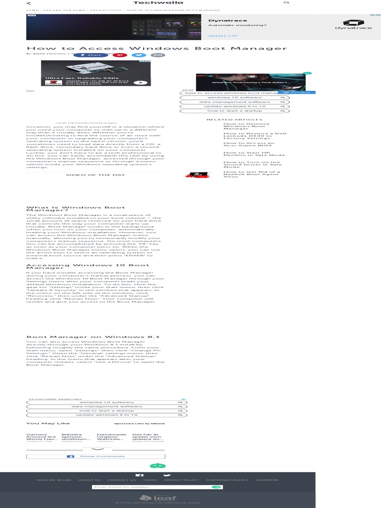 How To Access Windows Boot Manager Pdf Booting Microsoft Windows