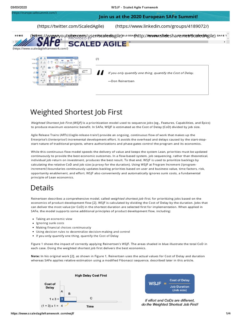 WSJF - Scaled Agile Framework | PDF | Agile Software Development ...