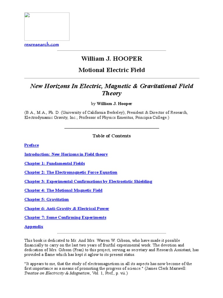 William J. Hooper - New Horizons in Electric, Magnetic and ...