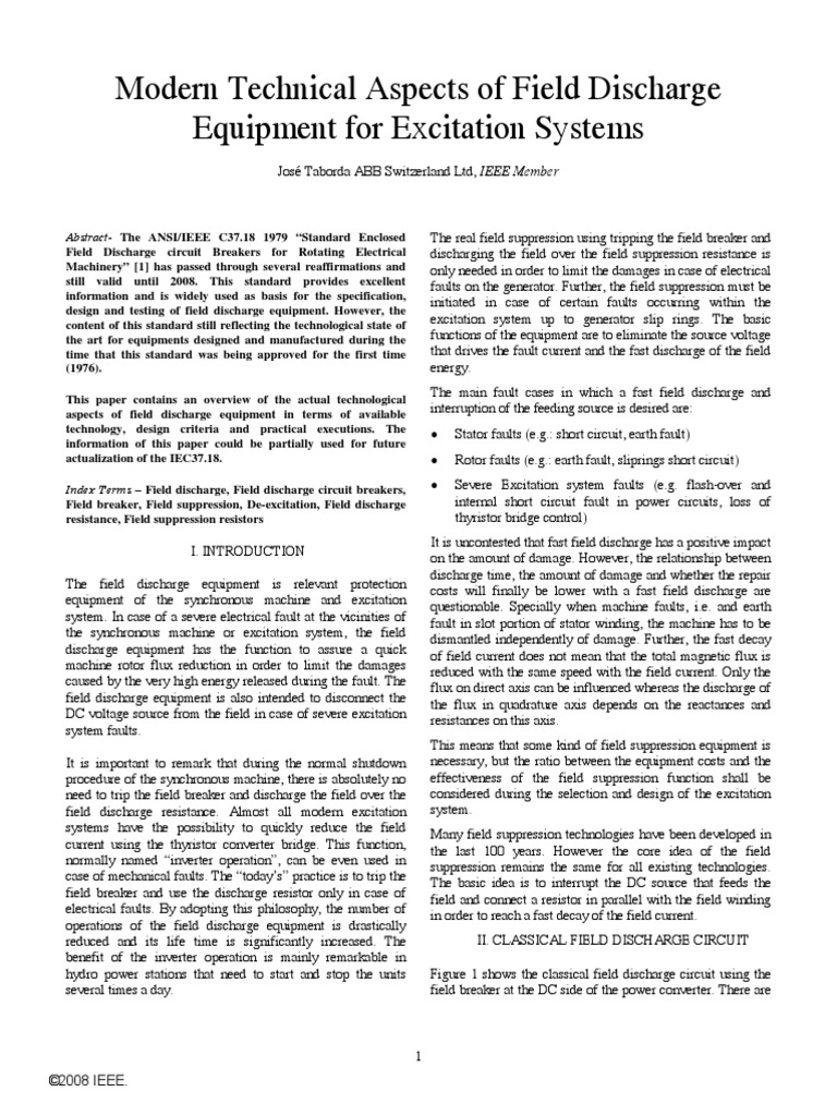 Modern Technical Aspects of Field Discharge Equipment For Excitation ...