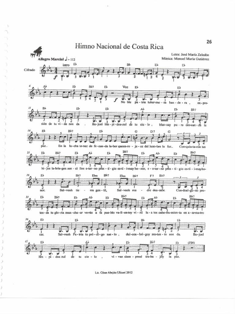 Himno Nacional de Costa Rica | PDF