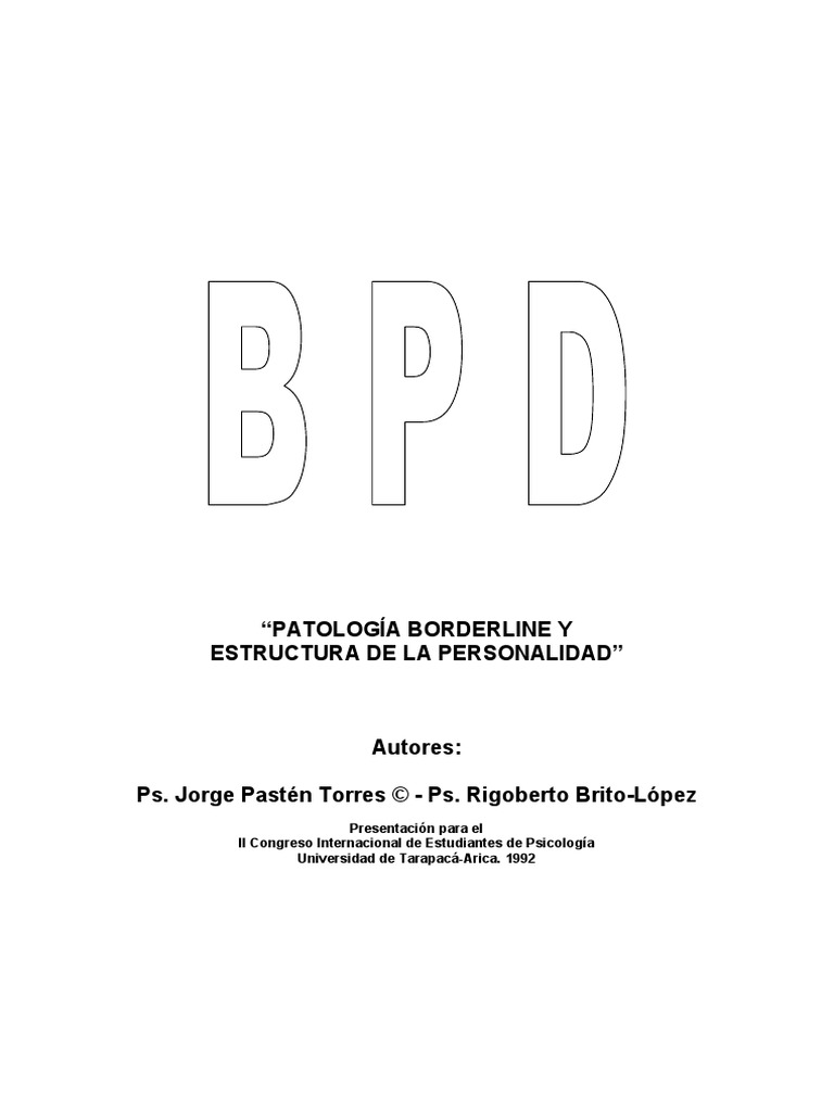 Patología Borderline y Estructura de La Personalidad | PDF | Trastorno ...