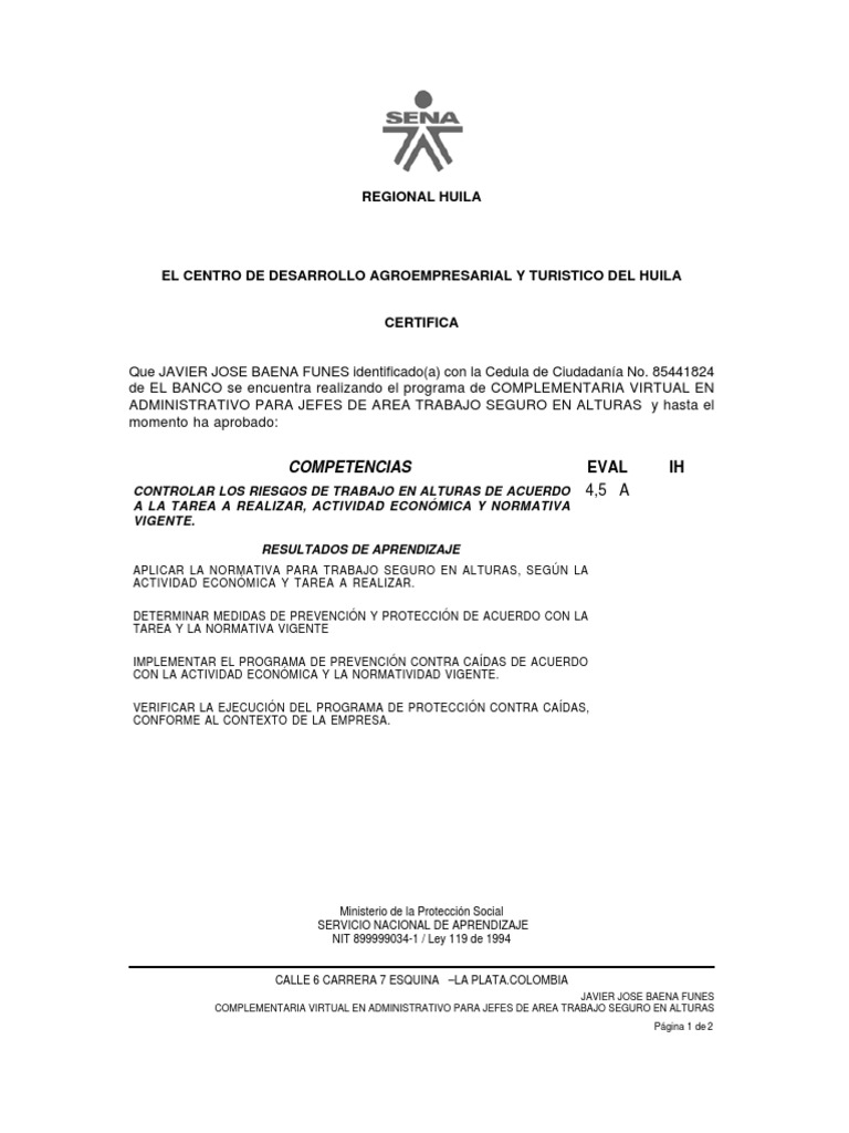 Constancia Complementaria | PDF