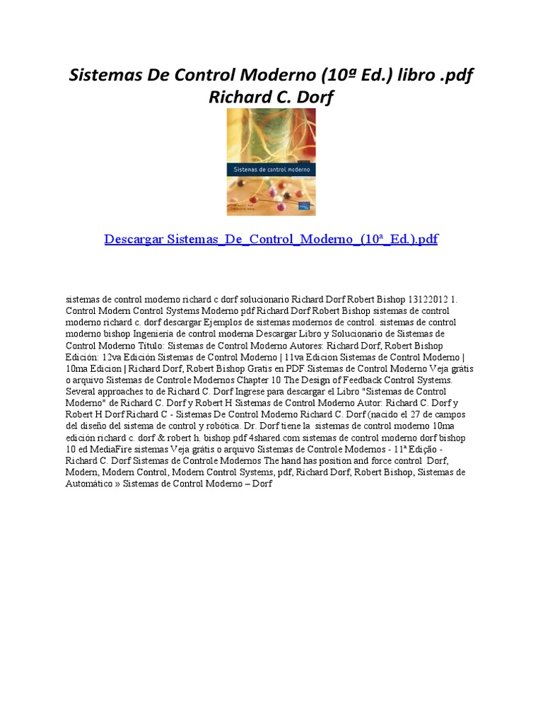Sistemas de Control Moderno 10 Edpdf | PDF