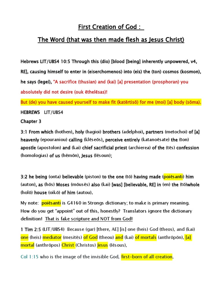 First Creation of God | PDF | Jesus | Religious Belief And Doctrine