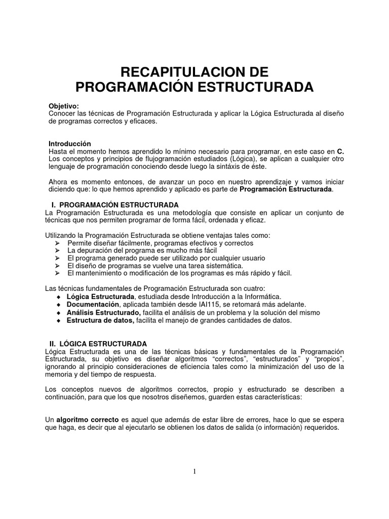 Repaso Programacion Estructurada | PDF | Algoritmos | Lenguaje de programación