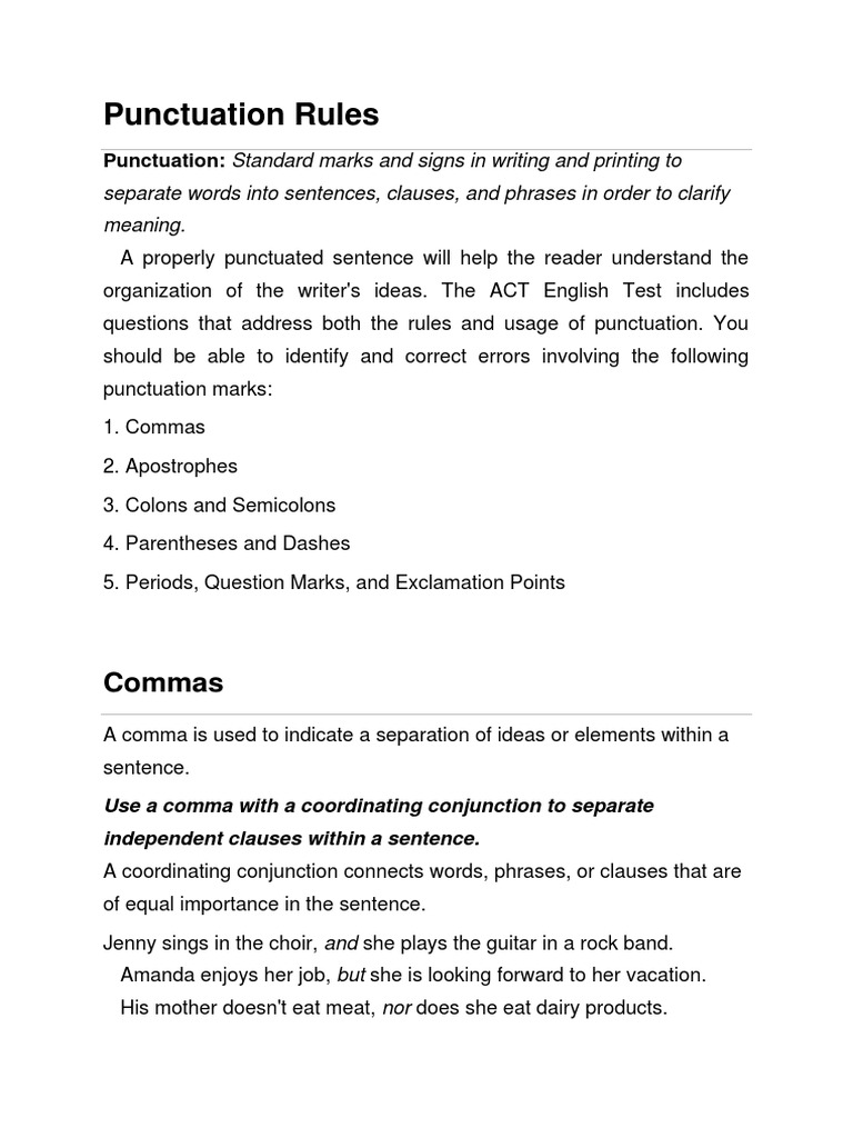 Punctuation Rules | PDF | Comma | Punctuation