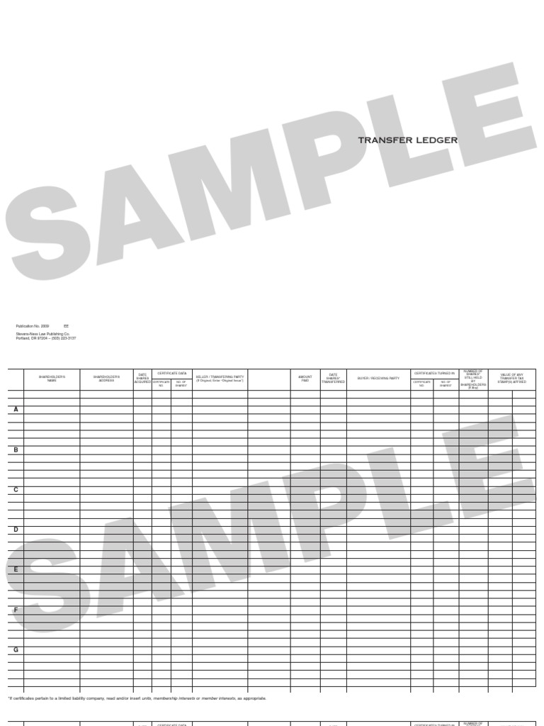 Sample Transfer Ledger | PDF | Share (Finance) | Financial Economics