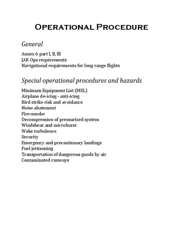 Operational Procedures Guide | PDF | Instrument Flight Rules | Visual ...