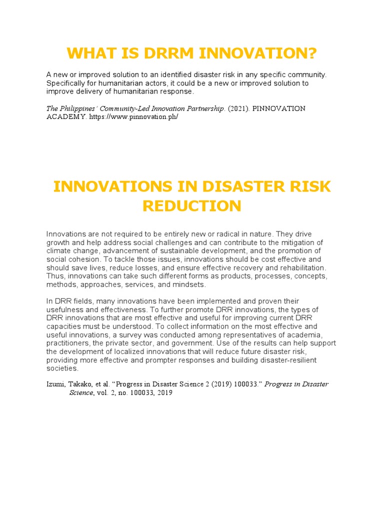 What Is DRRM Innovation?: The Philippines' Community-Led Innovation ...