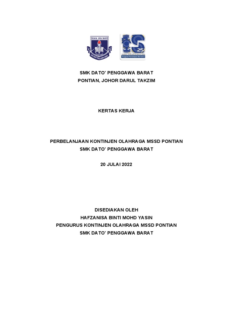 Kertas Kerja Perbelanjaan MSSD | PDF