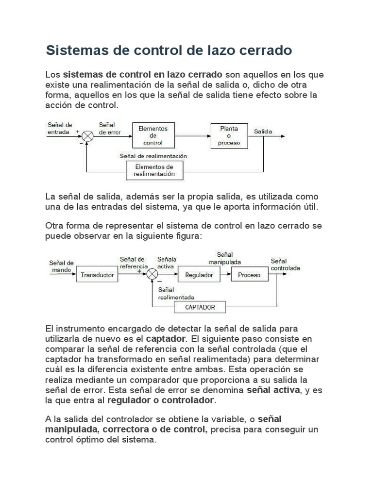 Sistemas de Control en Lazo Cerrado | PDF | Sistema de control ...
