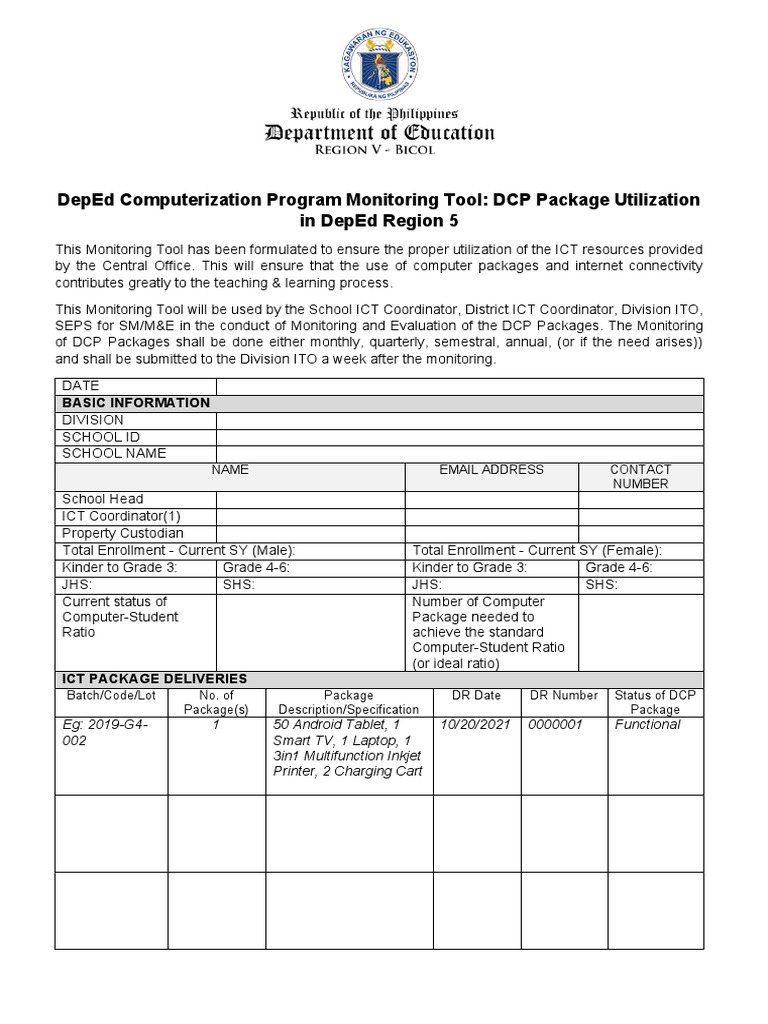 Deped Computerization Program Monitoring Tool: DCP Package Utilization ...