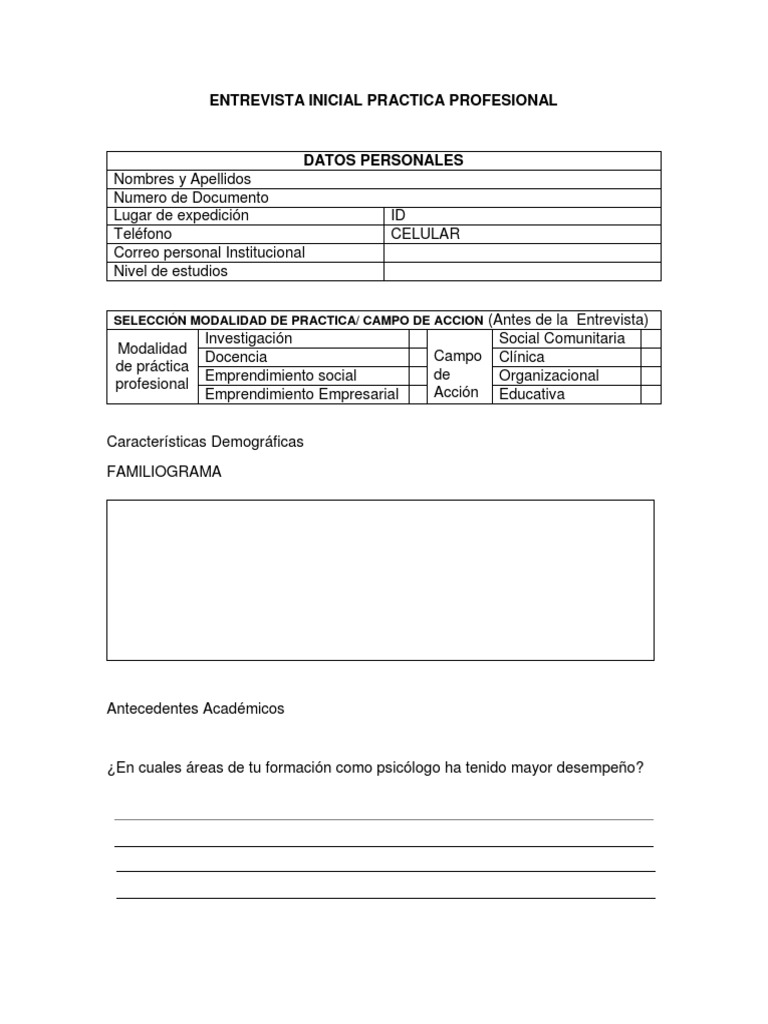Preguntas Entrevista para Practicas | PDF | Sicología | Psicología ...