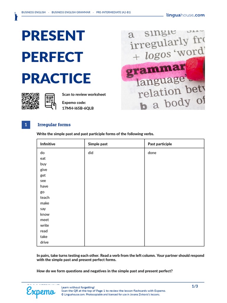 Present Perfect Practice American English Student Ver2 | PDF | Languages | Syntax