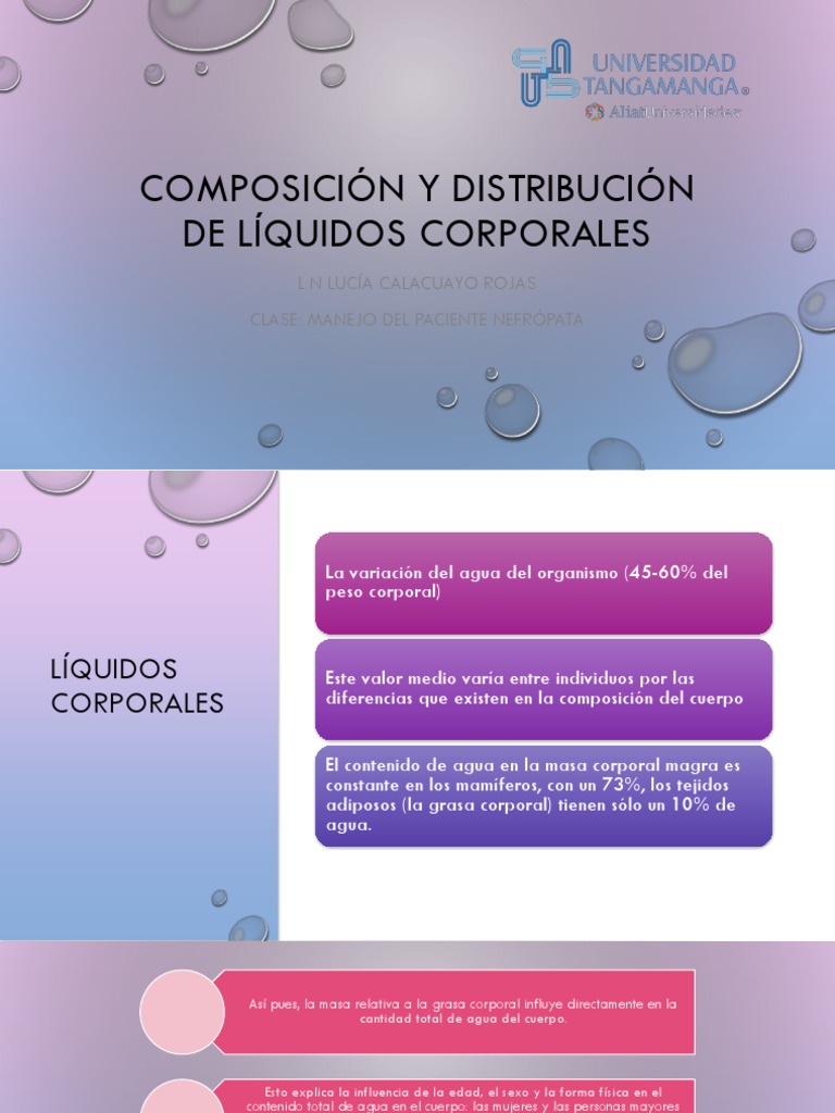 Composición Y Distribución De Líquidos Corporales Pdf Digestión