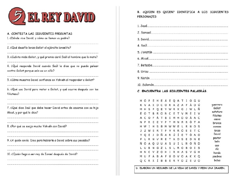 Tema 5 - Actividades - El Rey David | PDF