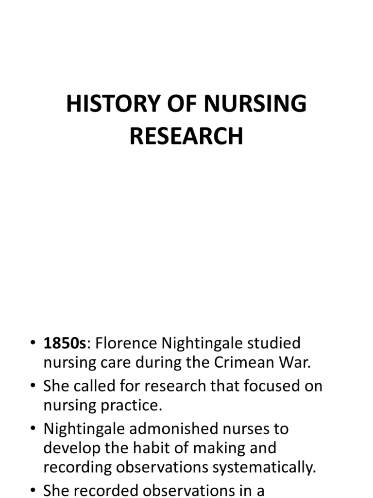 A Comprehensive History of Nursing Research: From Florence Nightingale ...