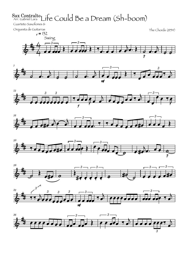 Life Could Be a Dream Arr. for Saxophones | PDF | American Songs ...